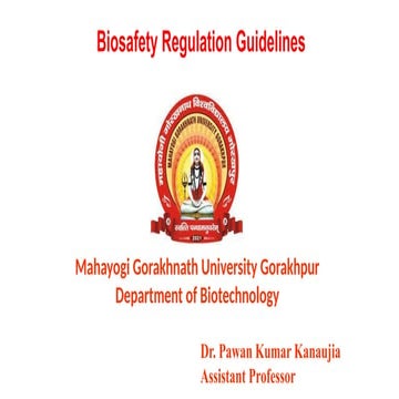 Biosafety (Biosafety Regulation Guidelines Institutional Biosafety ...
