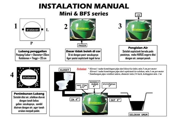 Instalation manual bio seven septic tank horisontal (bfh series) | PPT