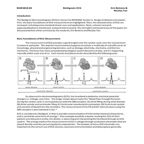Digital BioSignal Processing: Characteristics of ECG Measurement | PDF