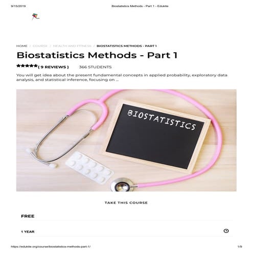 Biostatistics Methods - Part 1 - Edukite | PDF