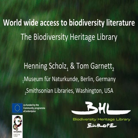 The Biodiversity Heritage Library (BHL) Project | PPT