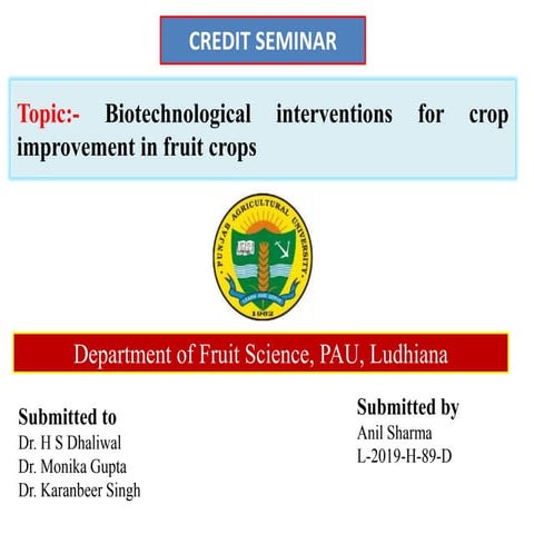 Biotechnological interventions for crop improvement in fruit crops.pptx