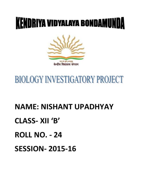 Class 12 Biology Investigatory Project CBSE | PDF