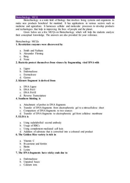 Plant Biotechnology: Introduction, Scope and Application | PPTX