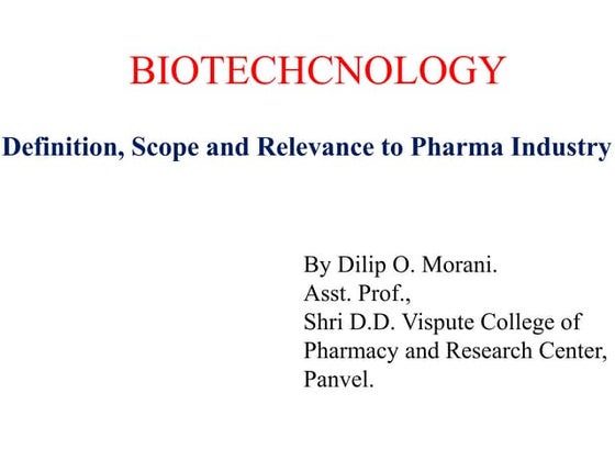 INTRODUCTION TO PHARMACEUTICAL BIOTECHNOLOGY | PPT