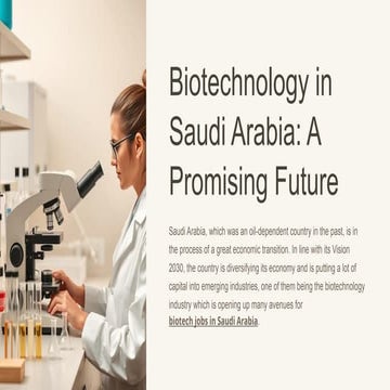 Biotechnology in Saudi Arabia: Future Prospects, Industry Developments ...