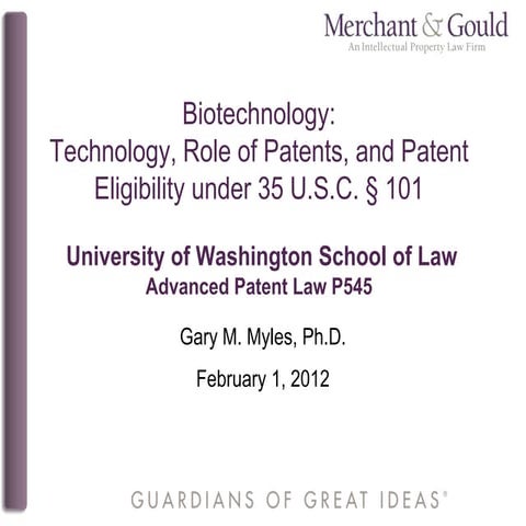 Biotechnology Patent Eligibility | PPTX