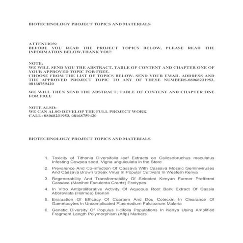 BIOTECHNOLOGY PROJECT TOPICS AND MATERIALS.docx