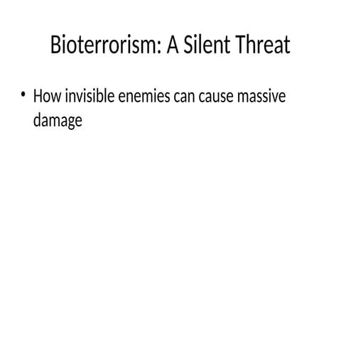 Bioterrorism Presentation in biology being | PPT