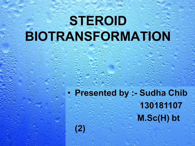 Biotransformation of steroids | PPT | Hormonal Disorders | Endocrine and Metabolic Diseases