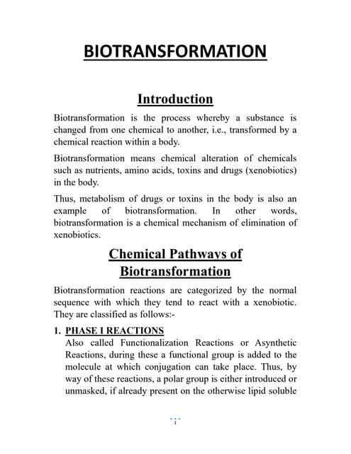 Drug metabolism Phase II reaction | PPTX | Chemistry | Science