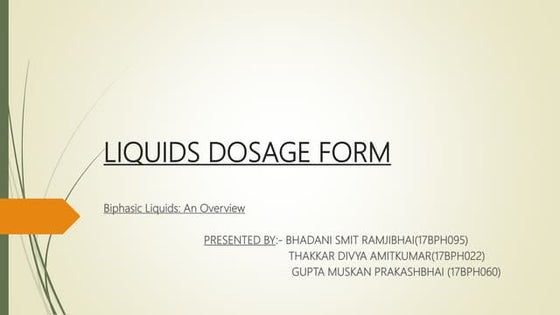 monophasic liquid dosage forms | PPT
