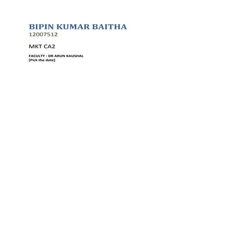 BIPIN KUMAR BAITHA MKT CA2.pdf | Food & Drink