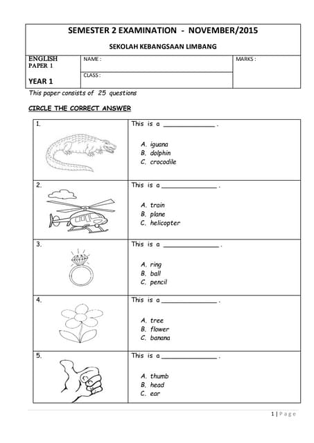 english test-year-3-paper-2 | PDF