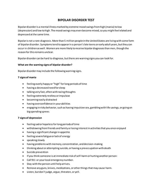 Three Types of Bipolar Spectrum Disorders | PPT