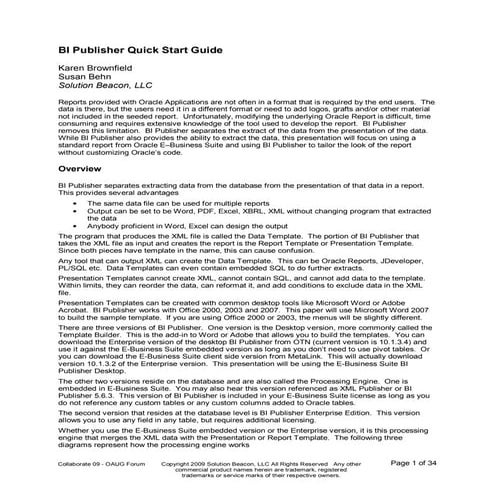 Creating reports in oracle e business suite using xml publisher | PDF