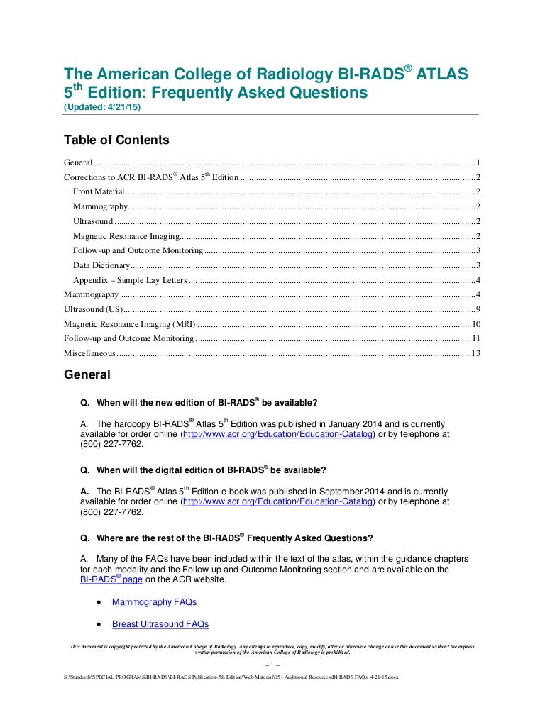 Bi Rads 5Th Edition Changes - sokolworks