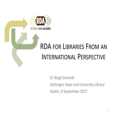 Birgit Schmidt: RDA for Libraries from an International Perspective | PPT