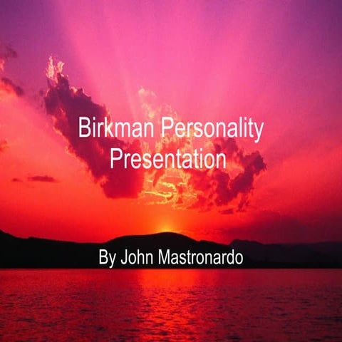 Birkman Personality Presentation | PPT | Music | Entertainment