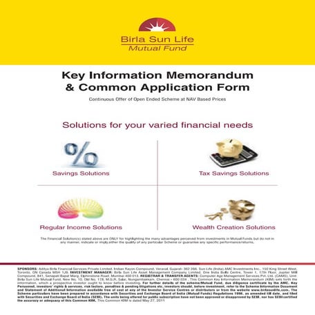 Birla sun life mutual fund common application form with kim | PDF