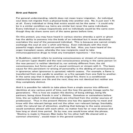 Birth and Rebirth | PDF