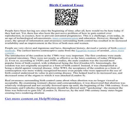 Birth Control Essay | PDF