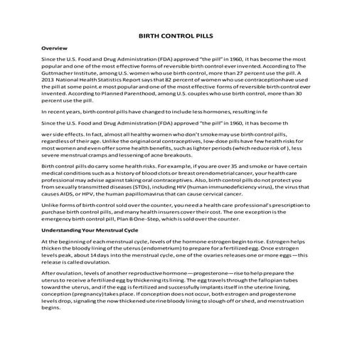 Birth control pills | PDF