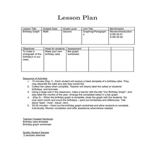 Birthday Graph.Lesson Plan | DOC