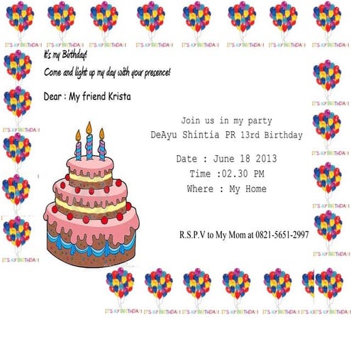 Birthday invitation | DOCX
