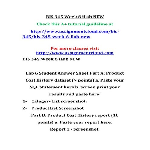 Bis 345-week-6-i lab-new | PPT