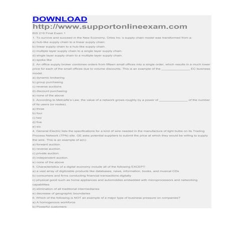 Bis 219 final exam 1 2 3 | PDF