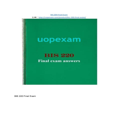 BIS 220 Final Exam 2015 version | PDF