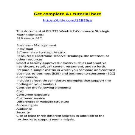 Bis 375 week 4 e commerce strategic matrix | DOCX