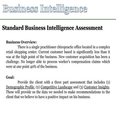 Sample of how to teach the concepts of Business Intelligence to Fresh ...
