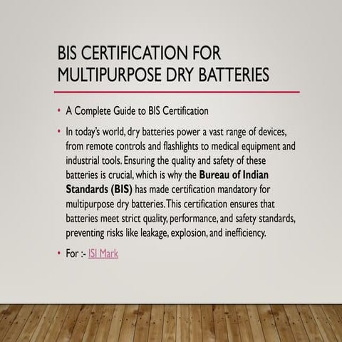 ISI Mark BIS Certification For Dry Batteries | PDF