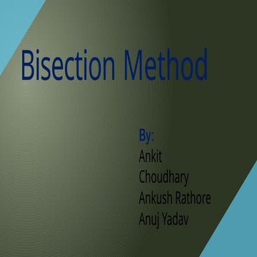 Presentation On The Bisection Method Pptx