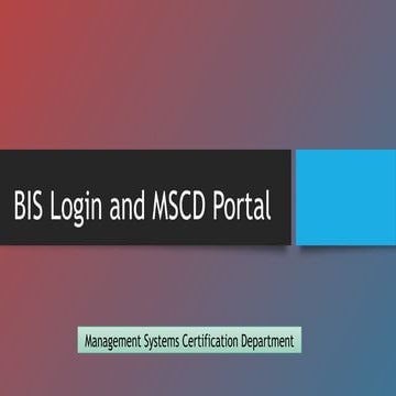 Bureau of Indian S Login and MSCD Portal | PPTX