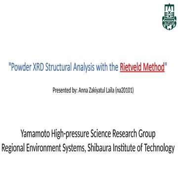 Explaining Powder XRD Structural Analysis with the Rietveld Method | PPT