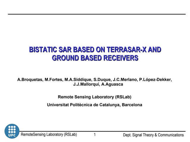 Mo3 L09 2 Bistatic Sar Based On Terrasar X And Ground Based Receivers