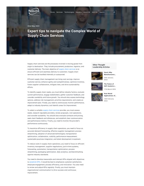 How to improve supply chain efficiency? | PPTX | Logistics | Business