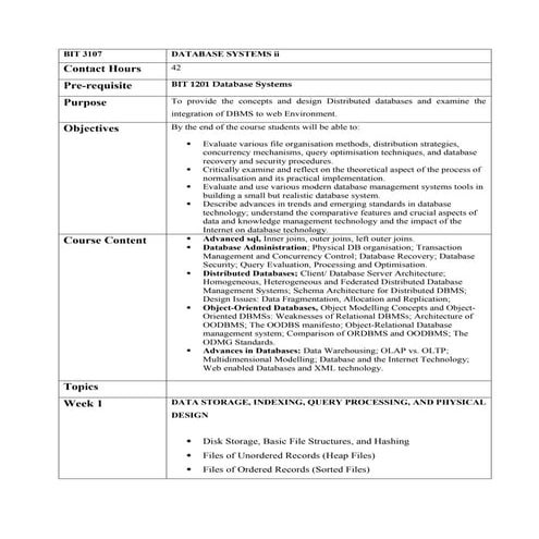 BIT 3107 DATABASE SYSTEMS II OUTLINE.doc