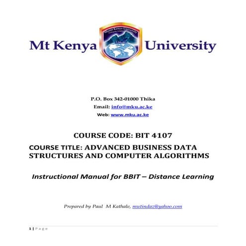 Bit 4107 advanced business data structures and computer algorithms | PDF