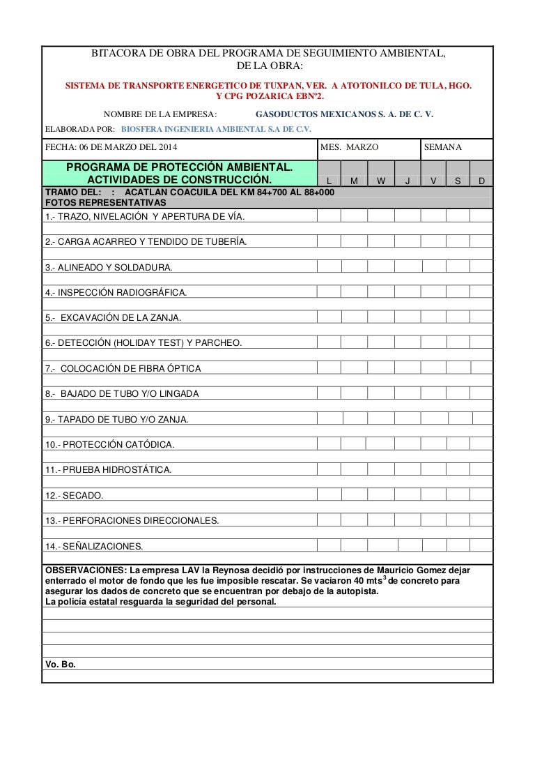 Bitacora diaria 06 03-2014