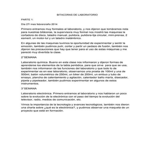 Bitacoras de laboratorio | DOCX