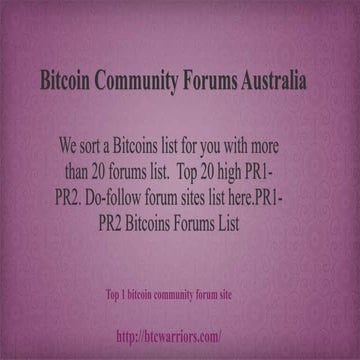 Bitcoin Community Forums Australia | PPT