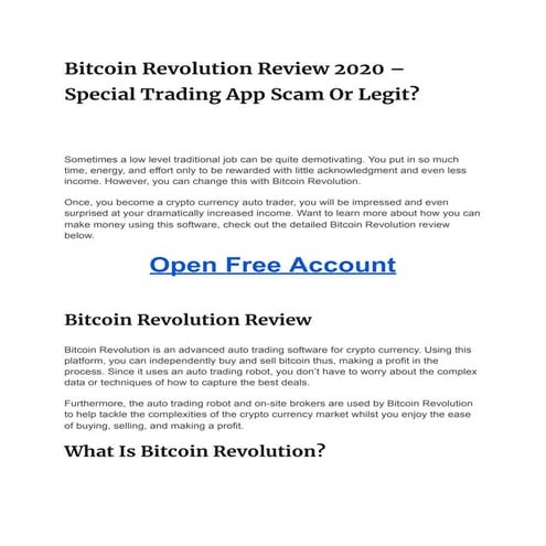 Bitcoin Revolution Review 2020 – Special Trading App Scam .. | PDF