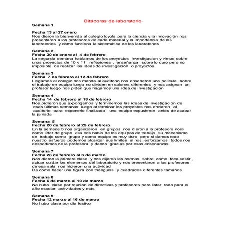 Bitácoras de laboratorio | DOCX