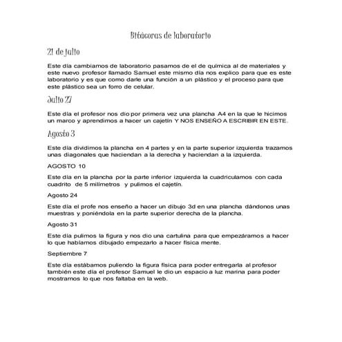 Bitácoras de laboratorio | DOCX