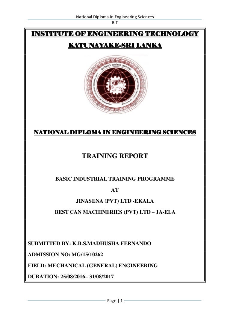 Basic Industrial Training Report basic-industrial-training-report