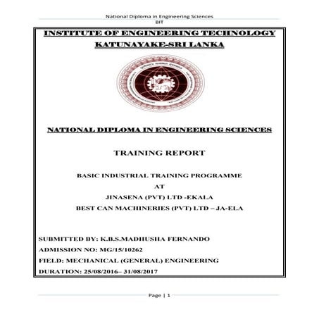 Basic Industrial Training Report | PDF
